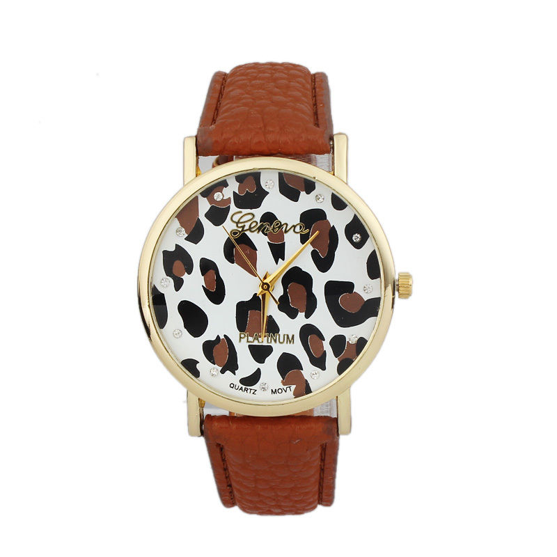 Leopard Watch, Leopard Leather Watch, Brown Leather Watch, Bracelet ...