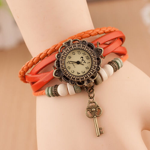 Key Watch, Key Leather Watch, Orange Bracelet Watch, Leather Watch ...