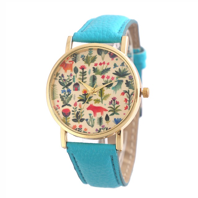 Flower Watch, Flower Leather Watch, Floral Watch, Leather Watch ...